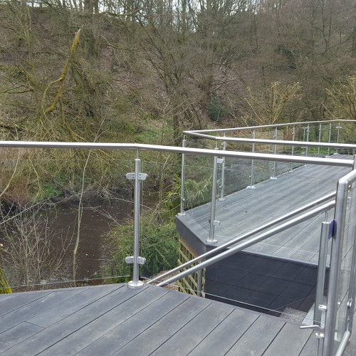 Stainless Steel Glass Balustrade with Handrail | UK - Dio-Met