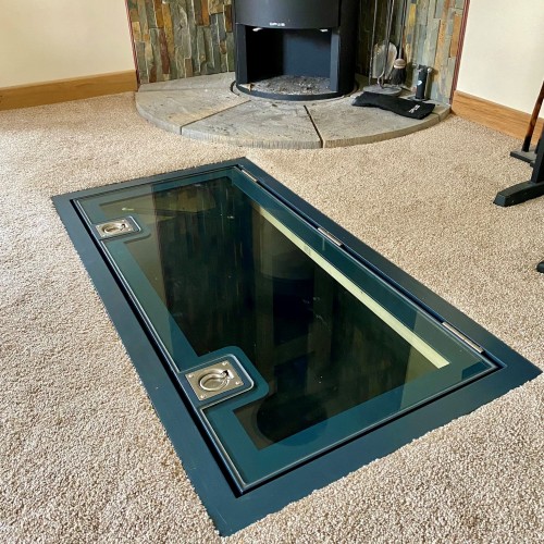 Hinged Glass Wine Cellar Door | UK Basement Hatch - Dio-Met