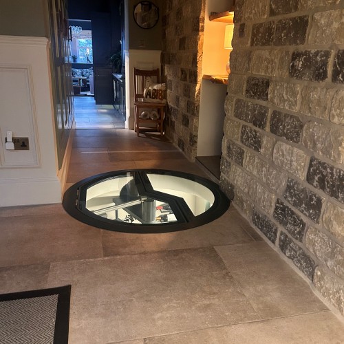 Electric Round Wine Cellar Door | UK Spiral Hatch - Dio-Met