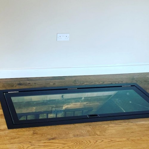 Custom Hinged Glass Wine Cellar Door | UK Trap Hatch - Dio-Met