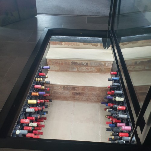 Custom Hinged Glass Wine Cellar Door | UK Trap Hatch - Dio-Met